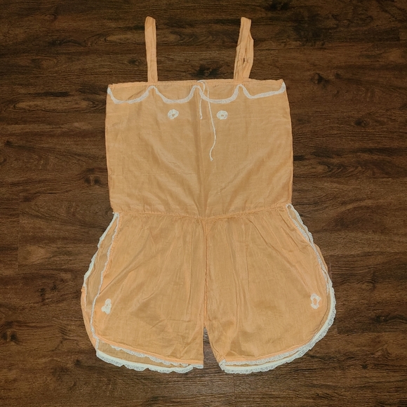Vintage | Intimates & Sleepwear | Vintage Late 92s Peach Cotton Romper ...